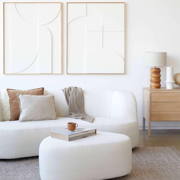 HKliving - Framed Relief Art Panel White A XL - Casas Com Design - Shop